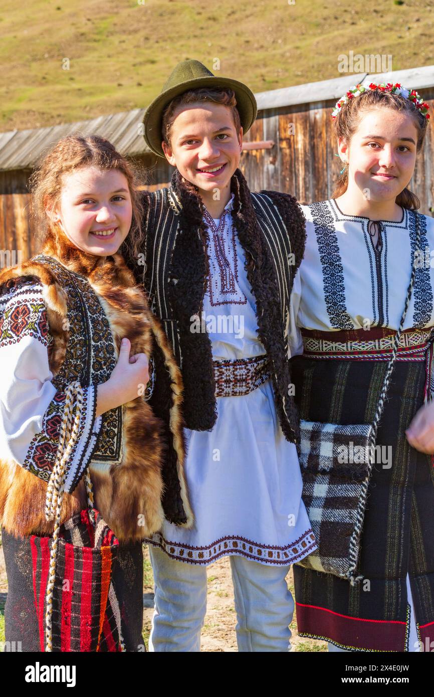 Romania, Transylvania, Carpathian Mountains, North Bucovina. Children ...