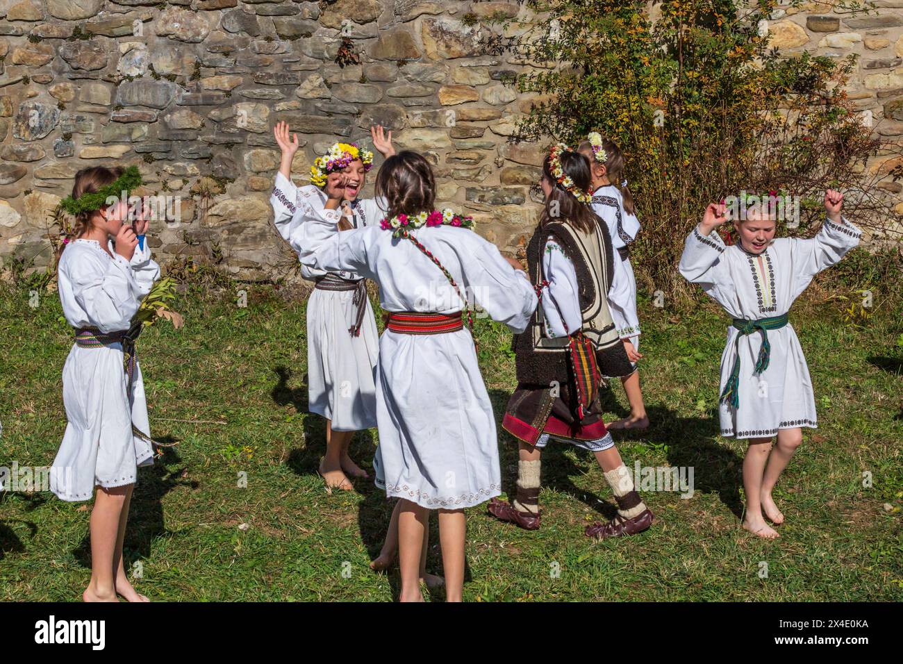 Romania, Transylvania, Carpathian Mountains, North Bucovina. Children ...