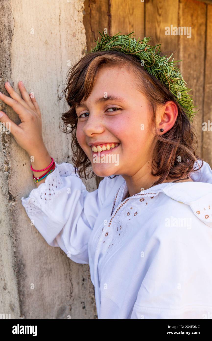Romania, Transylvania, Carpathian Mountains, North Bucovina. Children ...