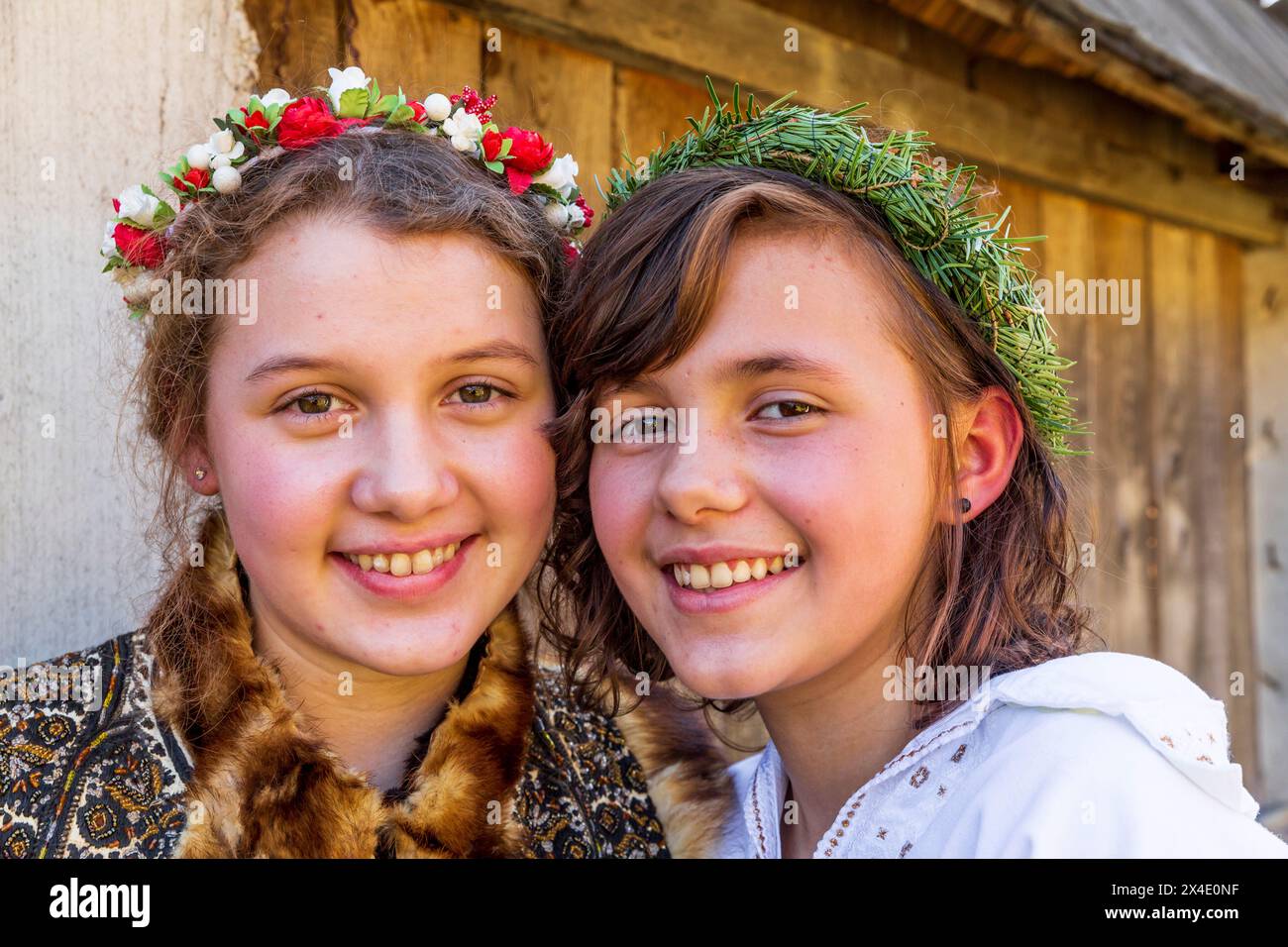 Romania, Transylvania, Carpathian Mountains, North Bucovina. Children ...