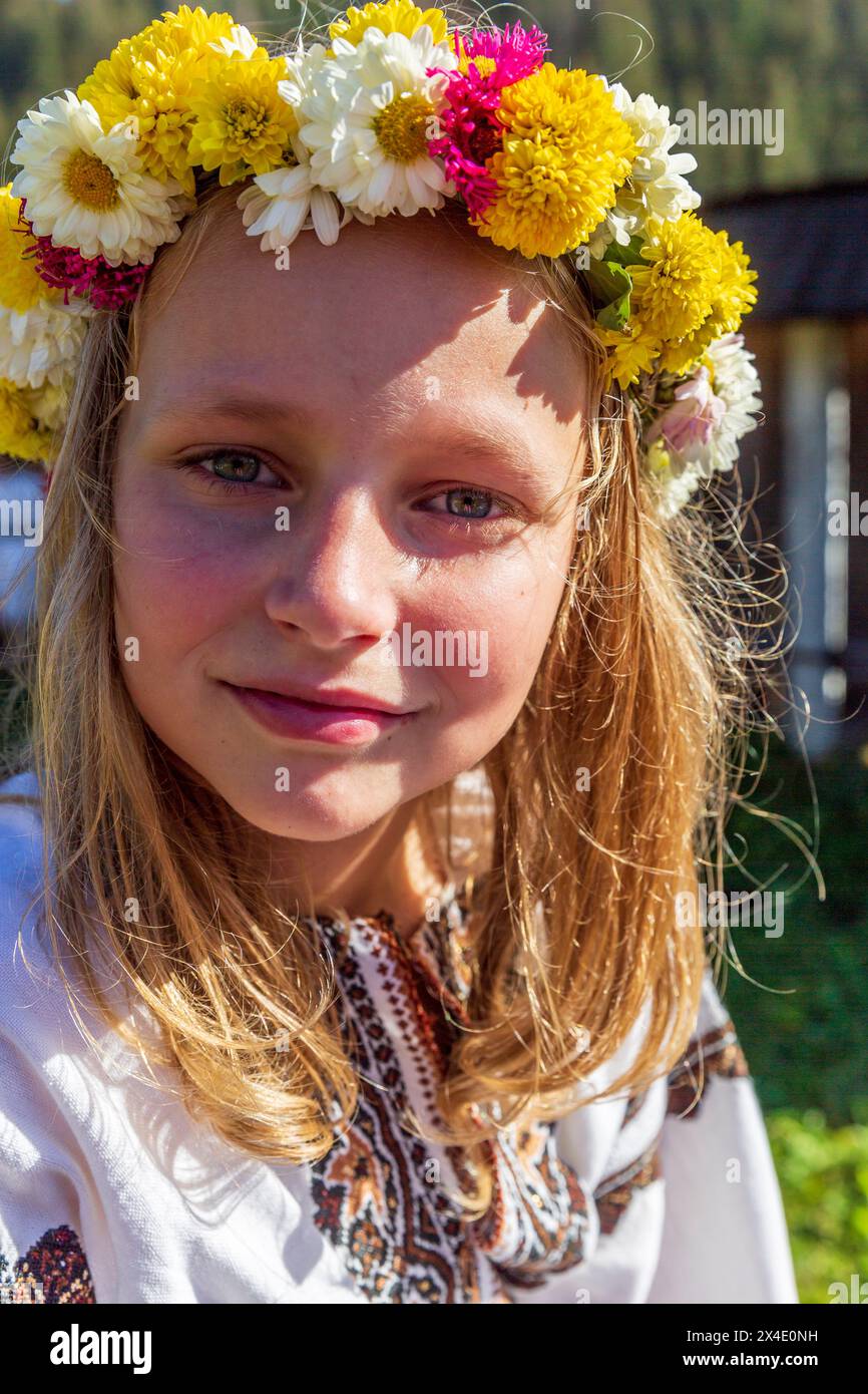 Romania, Transylvania, Carpathian Mountains, North Bucovina. Children ...