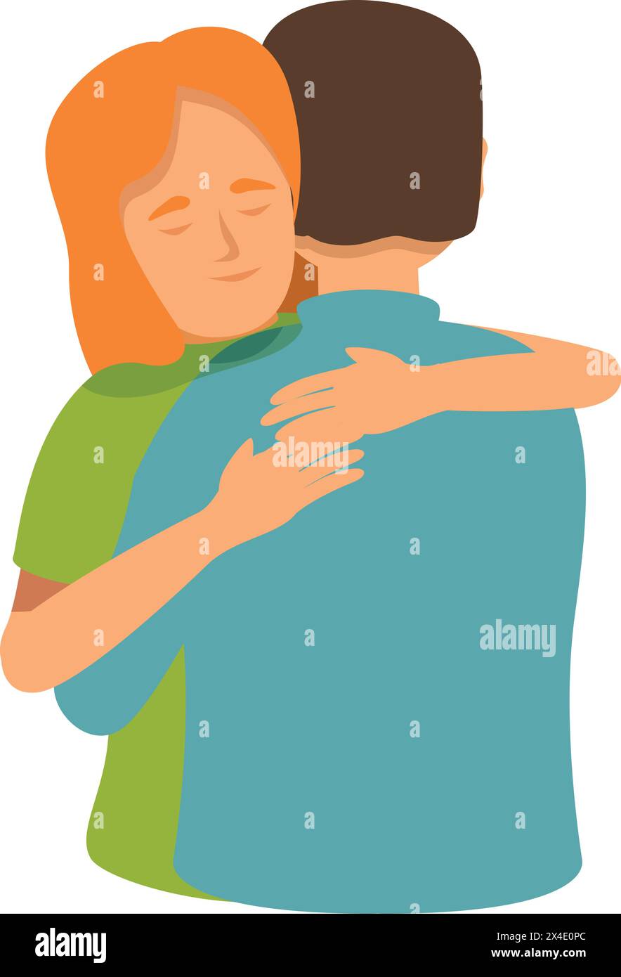 Calm support embrace icon cartoon vector. Family love. Partner romantic ...