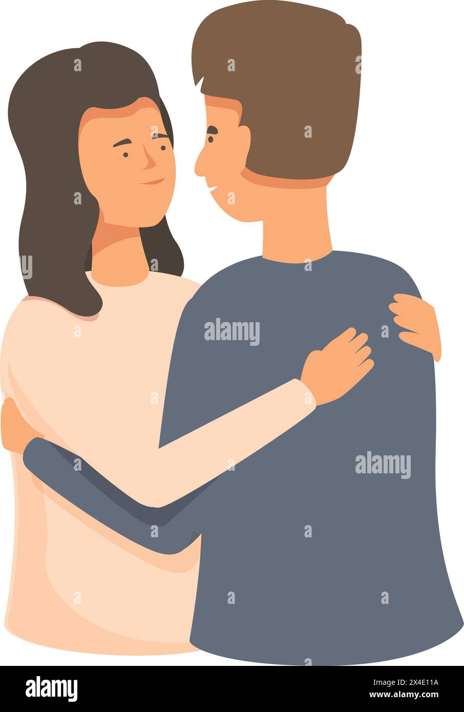Couple attraction embrace icon cartoon vector. Care love. Diverse ...