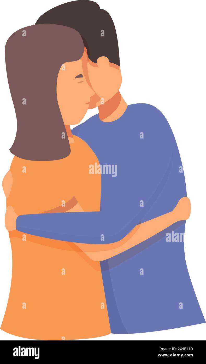 Young emotion embrace icon cartoon vector. Male and female. Happy ...
