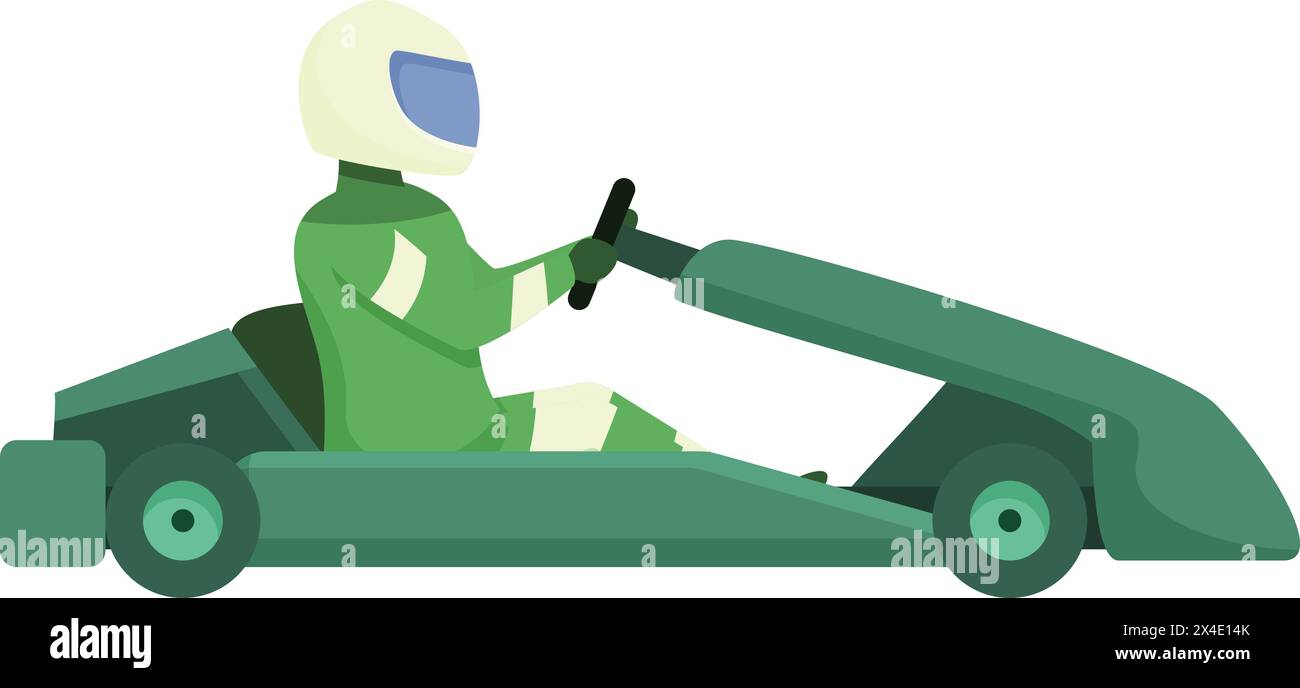 Young carting racer icon cartoon vector. Auto speed. Man drive cart ...