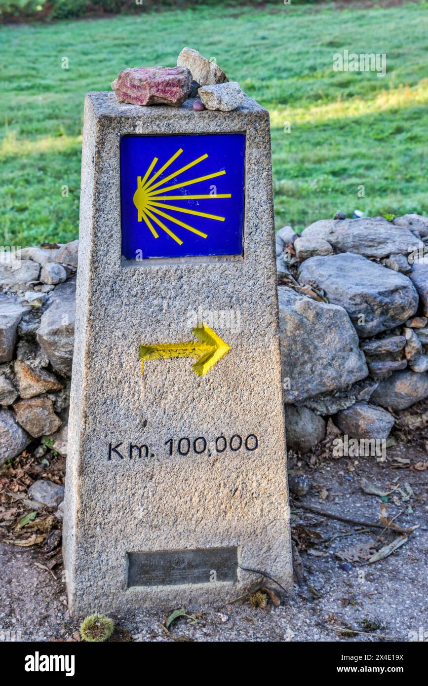 Spain, Galicia. marker which is the minimum distance one must walk In ...