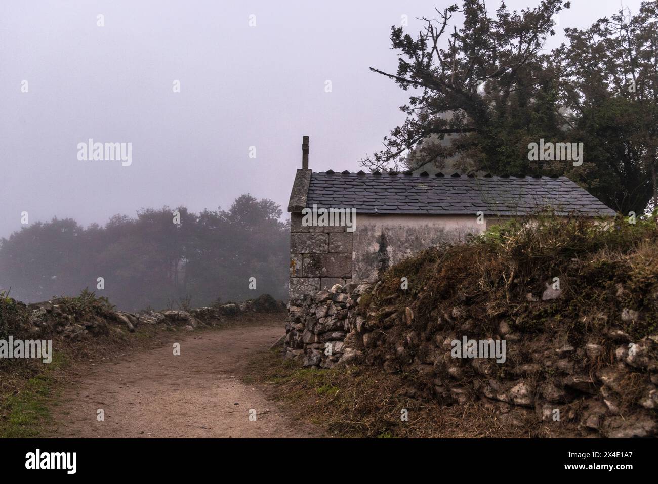 Spain, Galicia. Morgade, small chapel as one leaves Morgade Stock Photo ...