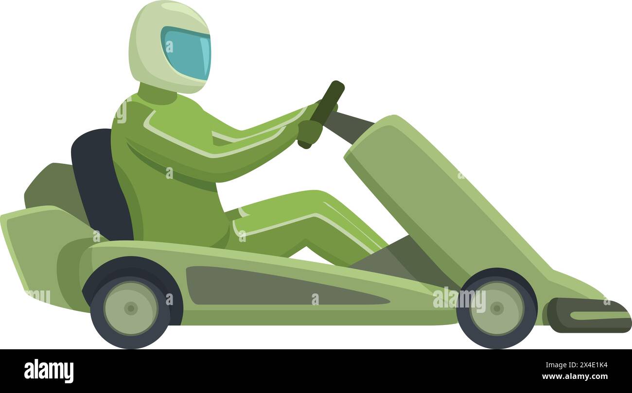Green color carting racer icon cartoon vector. Motor vehicle. Fast ...