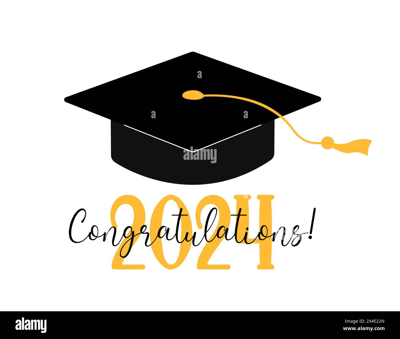Graduation 2024 Congratulations text greeting card, poster. Vector flat ...