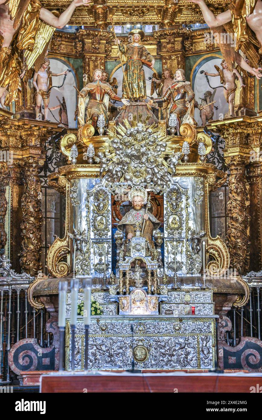 Spain, Galicia. Cathedral in Santiago de Compostela, main altar ...