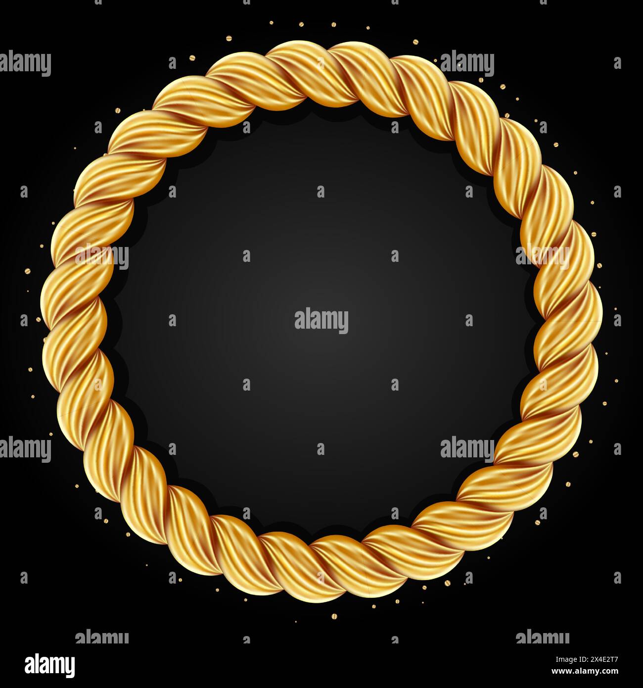 Gold twisted rope circle frame. Round rope border Stock Vector Image ...
