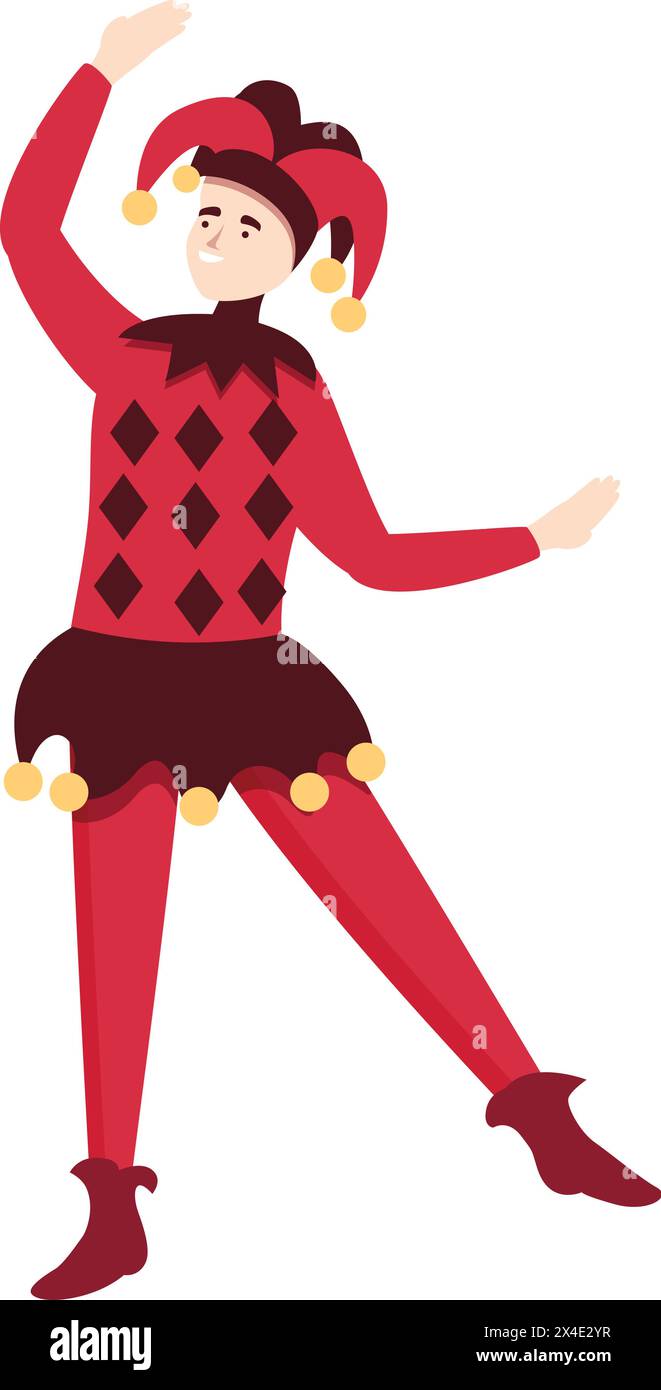Happy joker icon cartoon vector. Red costume color. Game playing Stock ...