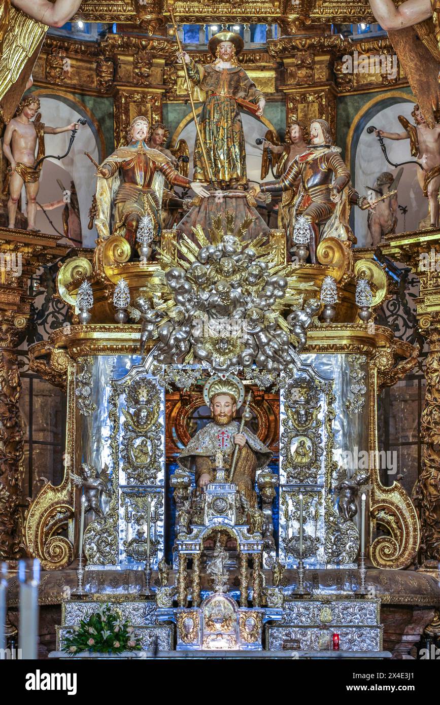 Spain, Galicia. Cathedral in Santiago de Compostela, main altar ...