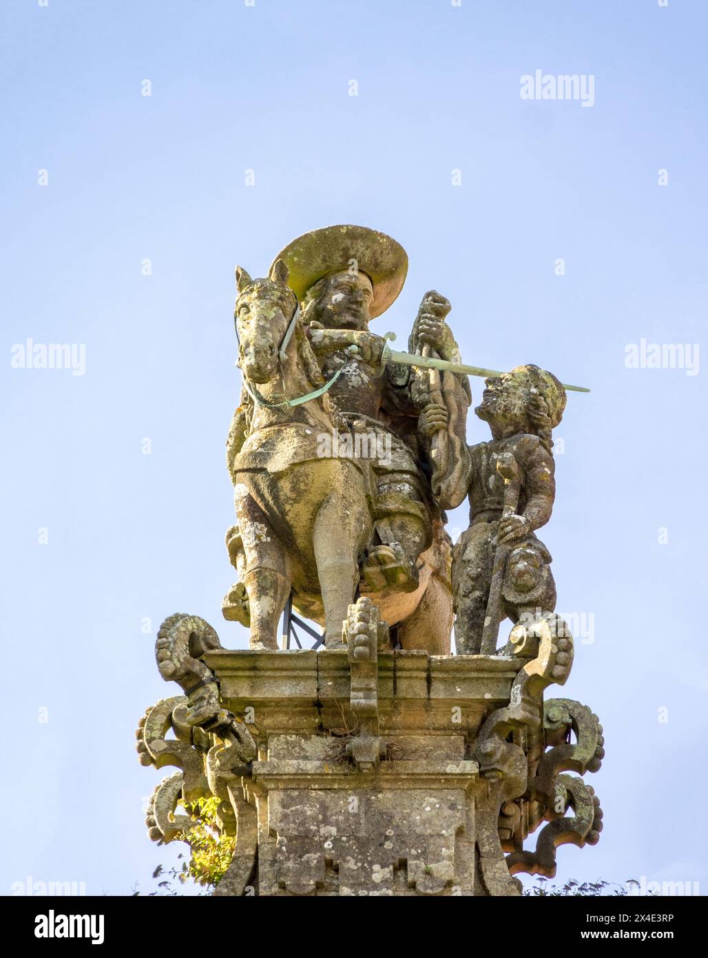 Old statue of Saint James Matamoros above the San Martin Monastery, the ...