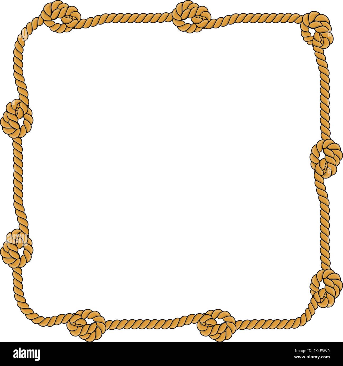 Square rope frame isolated on white background. Twisted cord Stock ...