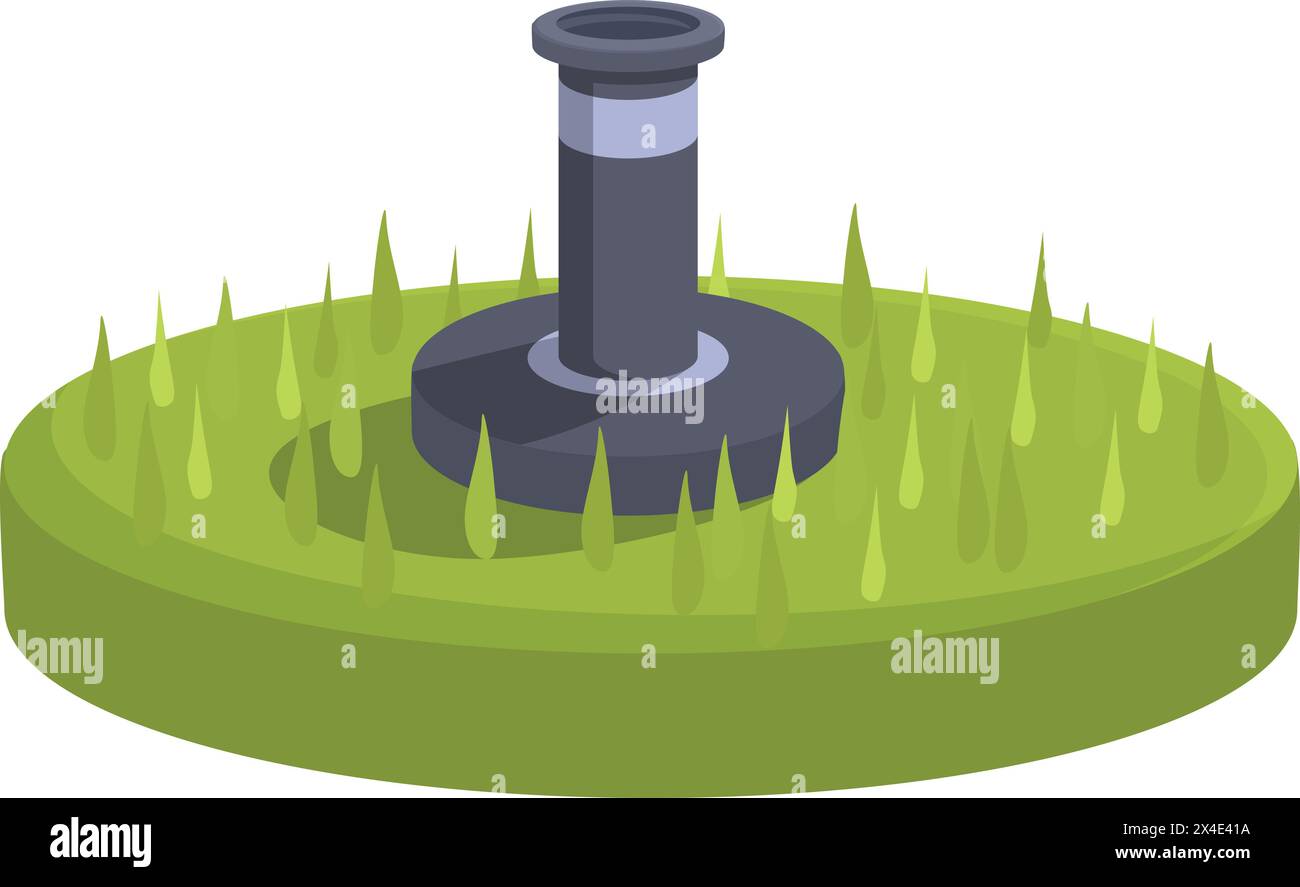 Green grass irrigation icon cartoon vector. Sprinkler system. Field ...
