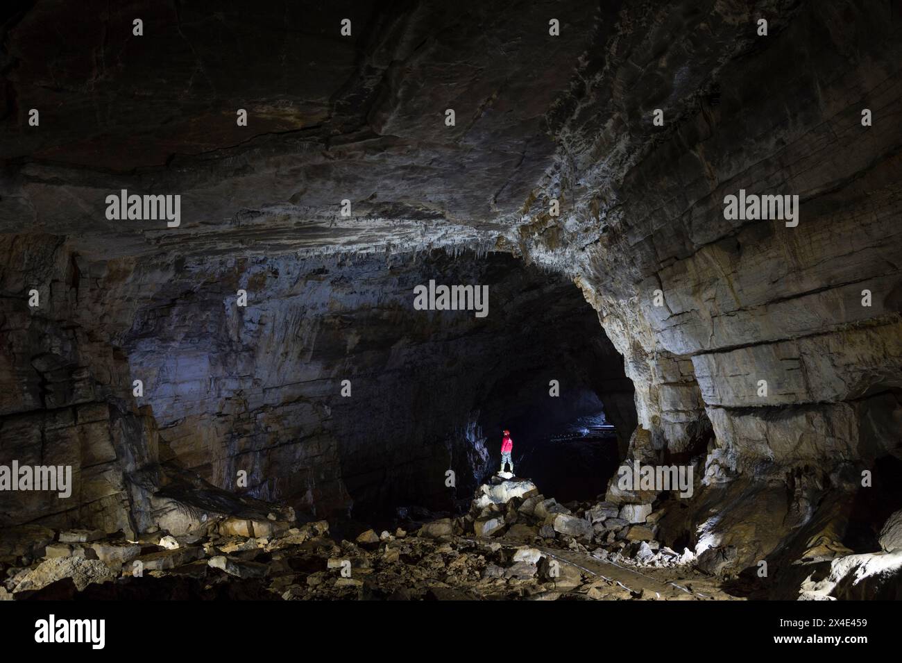 Speleologist in the Krizna Jama Cave, Cross Cave. Grahovo, Inner ...