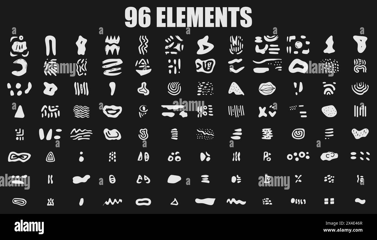 Abstract organic shapes kit set. Vector illustration black and white ...