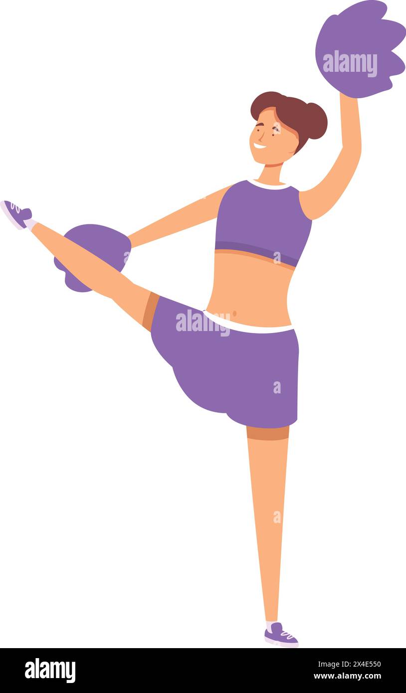 One leg support cheerleader icon cartoon vector. Game costume. Motion ...