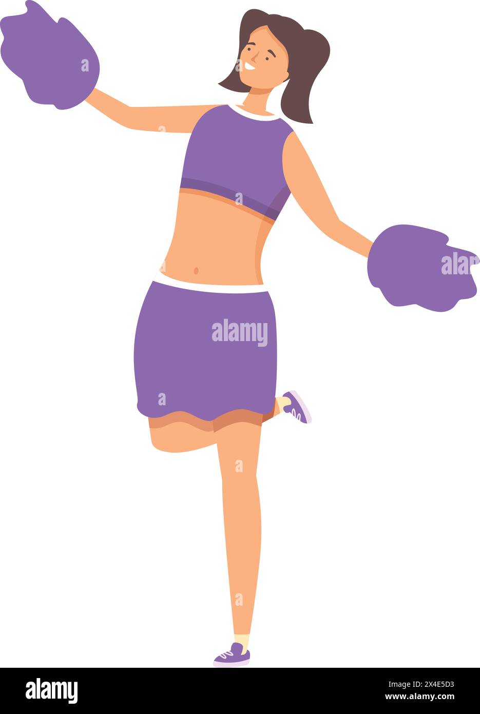 Sporty cheerleader icon cartoon vector. Pom cheer leader. Sport happy ...