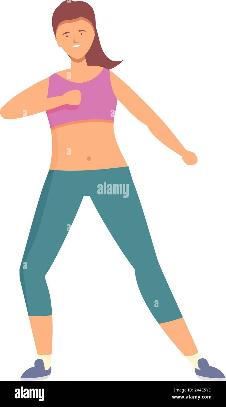 Zumba dancer move icon cartoon vector. Training person. Healthy fun ...