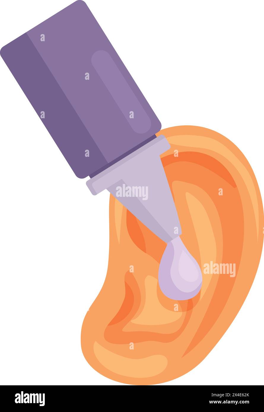 Ear drops using icon cartoon vector. Drug disease. Cap fluid lubricant ...