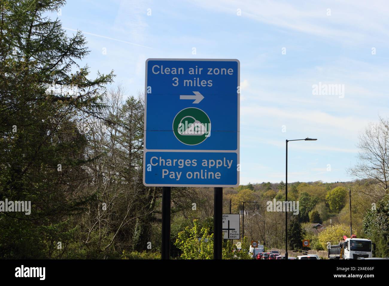 Traffic signs informing of class c chargeable clean air zone in ...