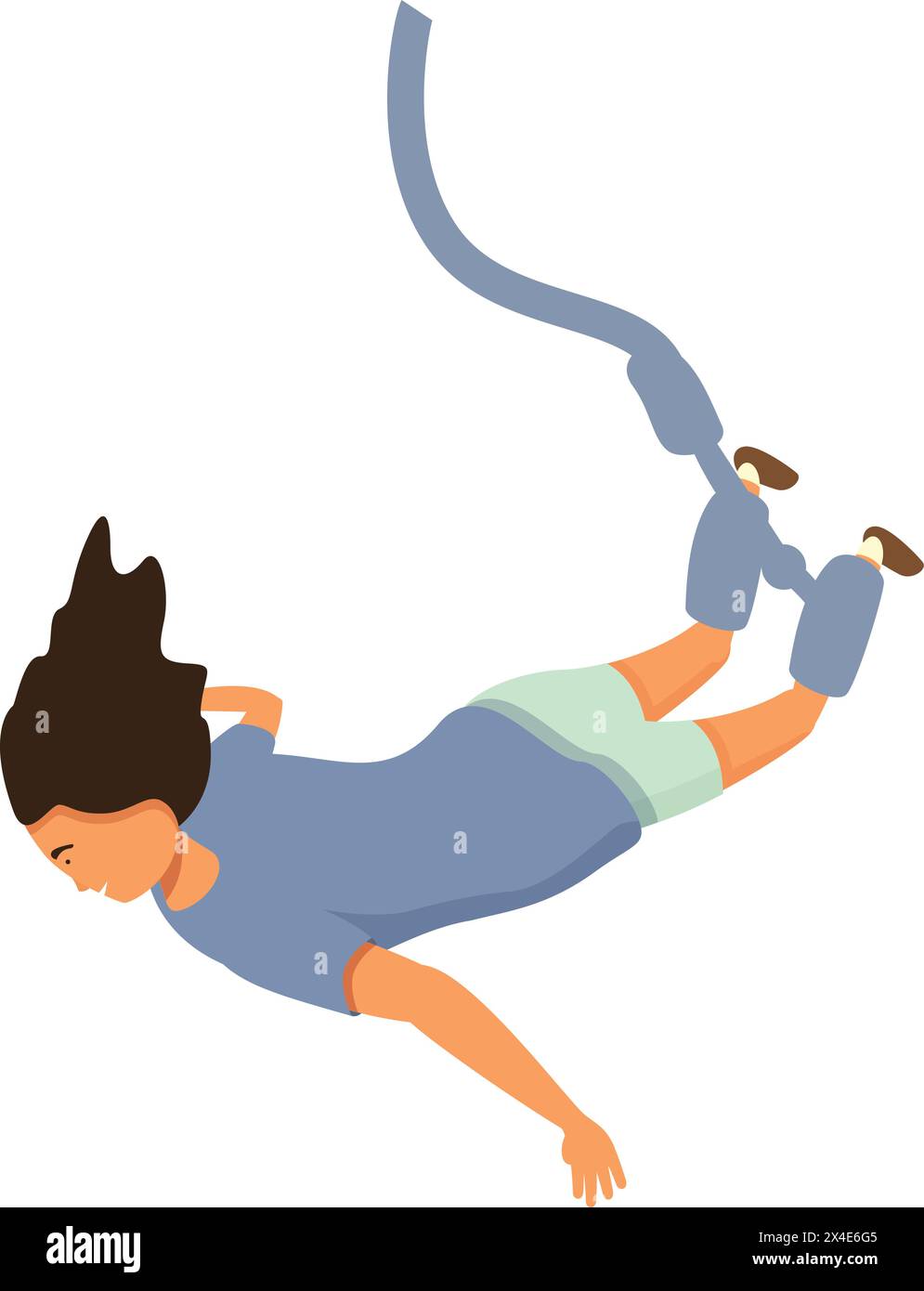 Girl extreme fall icon cartoon vector. Bungee jumping. Cord recreation ...