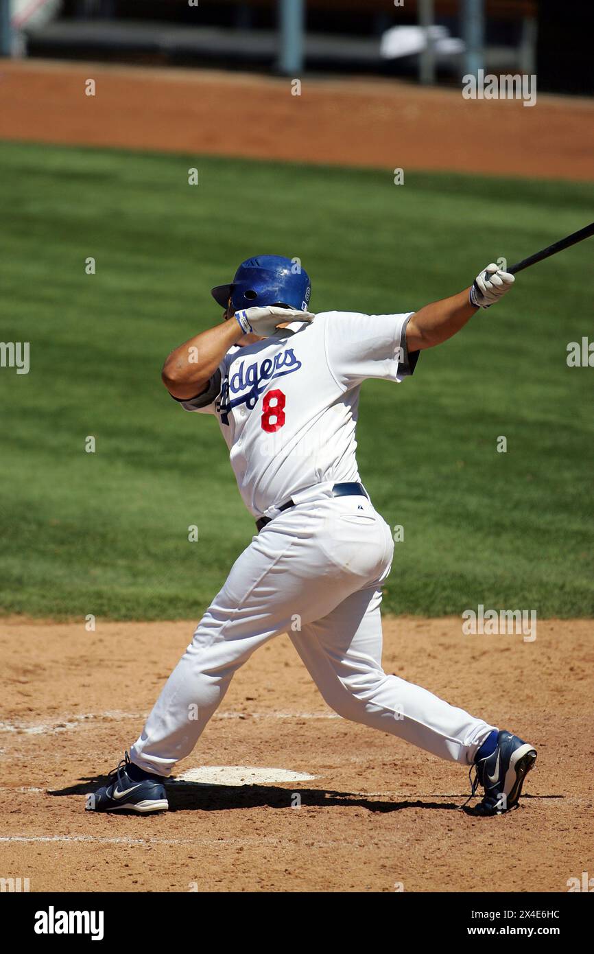LOS ANGELES, CA - JULY 18: Pinch hitter Olmedo Saenz #8 of the Los ...