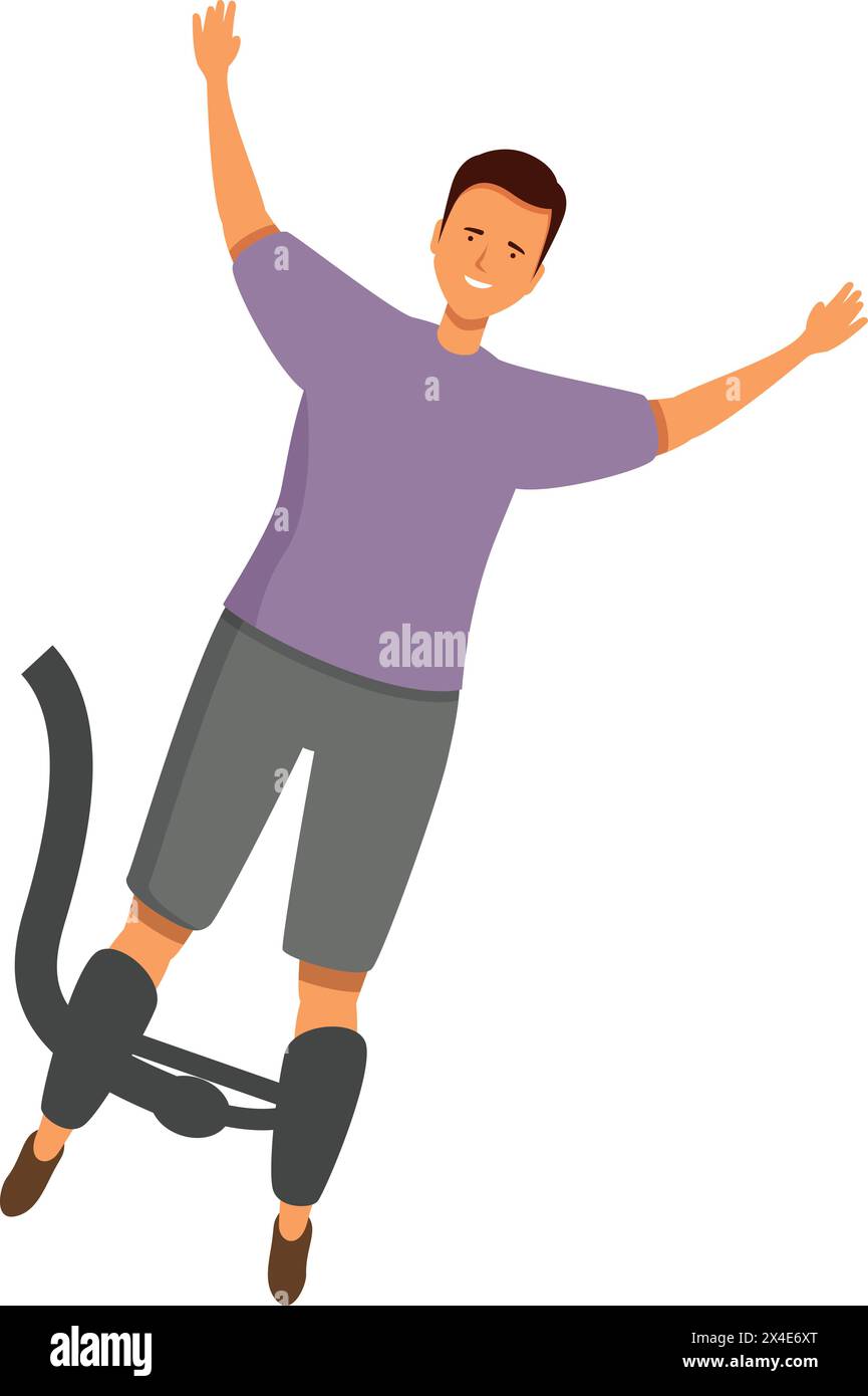 Danger rope fall icon cartoon vector. Cord flying. Activity freefall ...