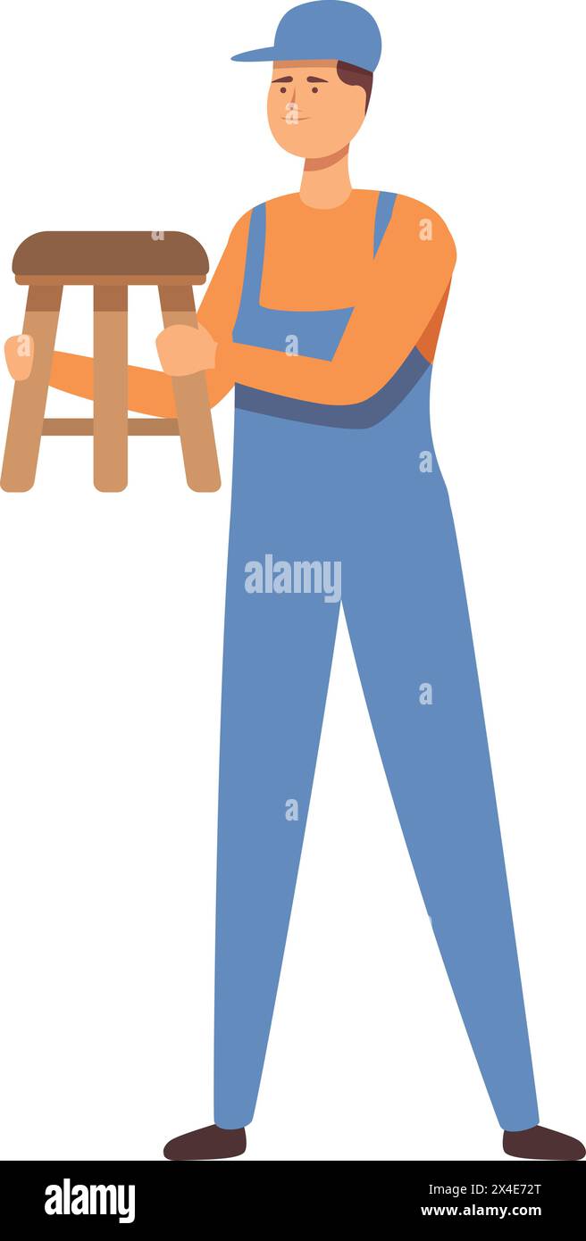 Male worker assembly chair icon cartoon vector. Domestic interior ...