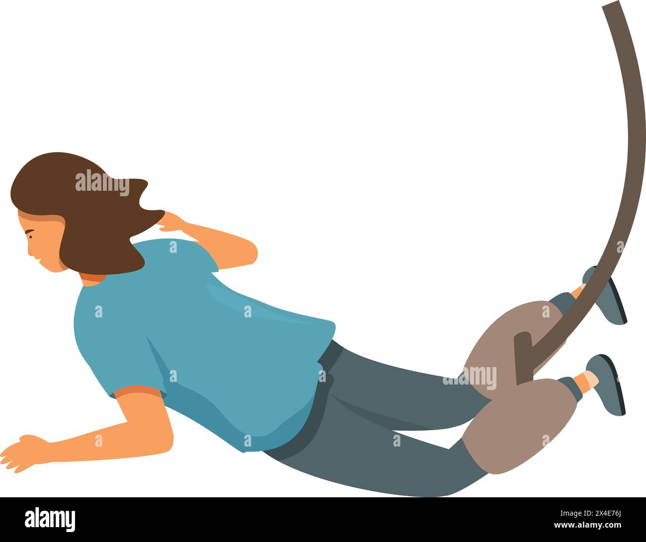 Fear free fall jump icon cartoon vector. Active person. Female person ...