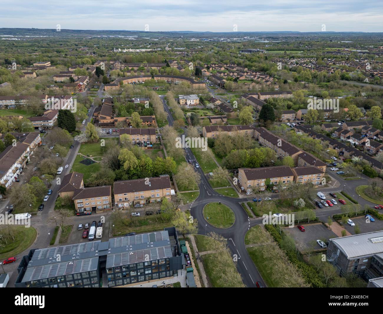 Aerial view of the Fishermead residential area of Milton Keynes, Bucks, UK Stock Photo - Alamy