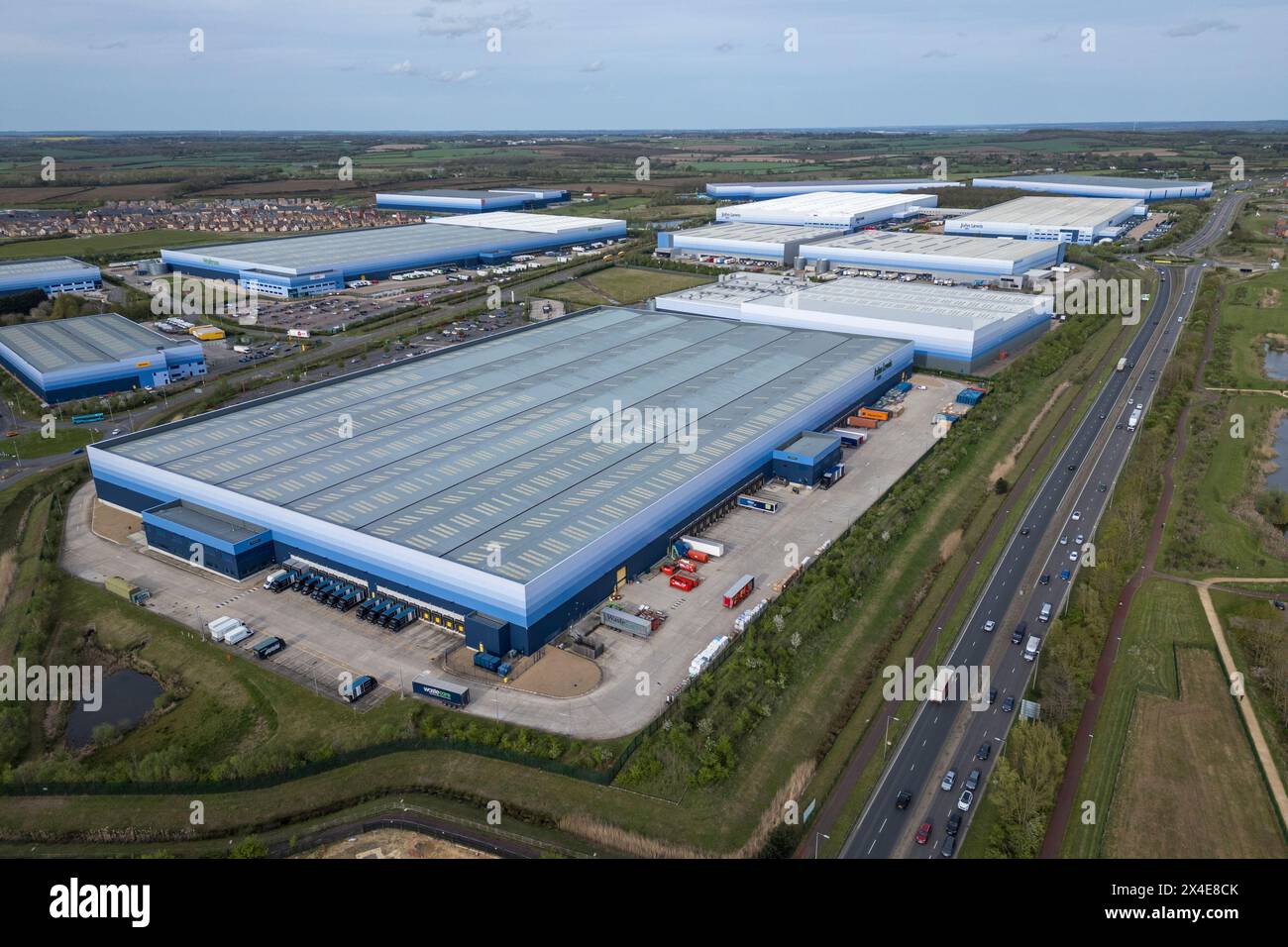 Aerial view of the John Lewis distribution centre, Magna Park, Milton ...