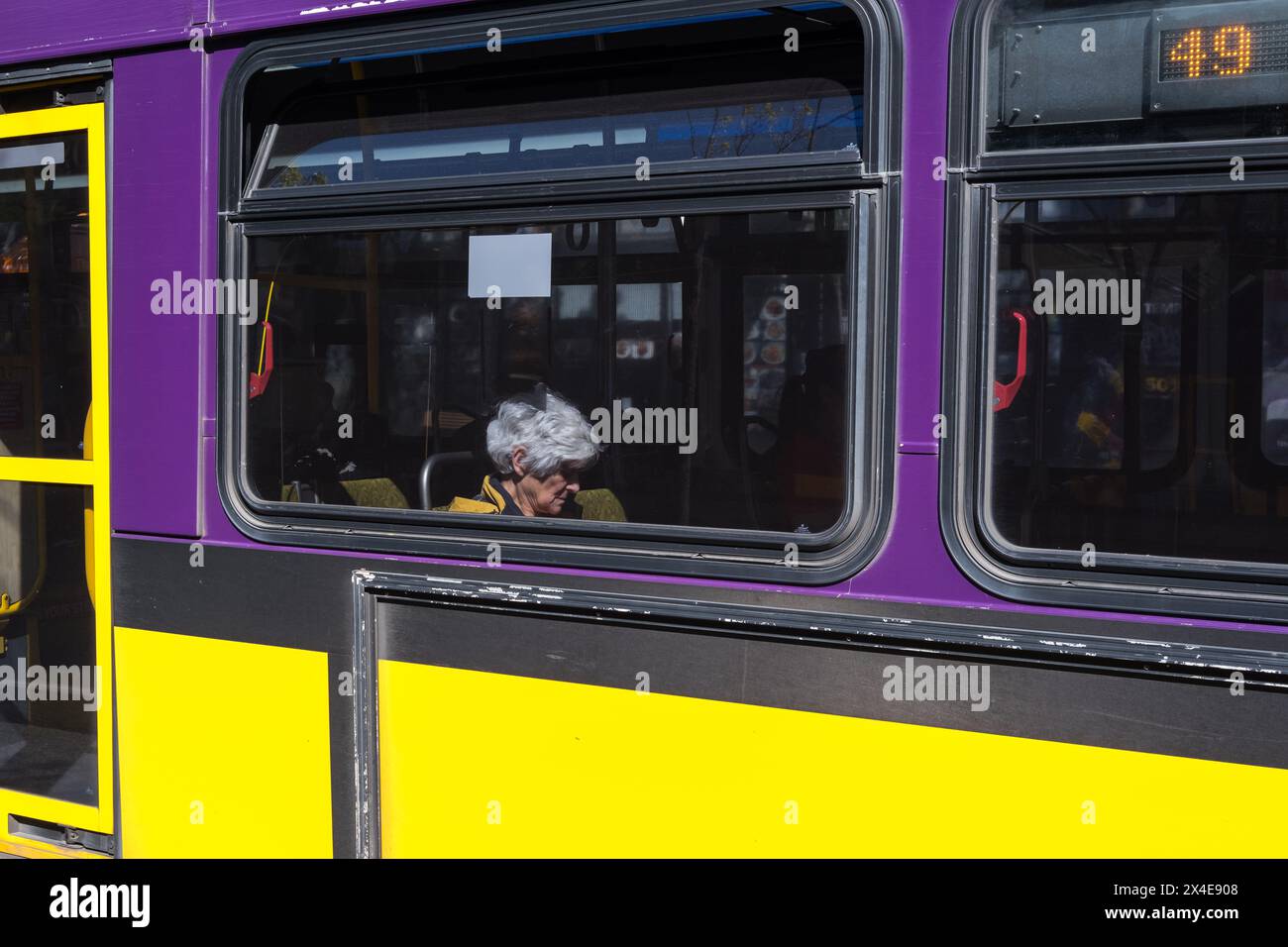 Seattle, USA. 22nd Apr 2024. A person on a metro bus downtown Stock ...