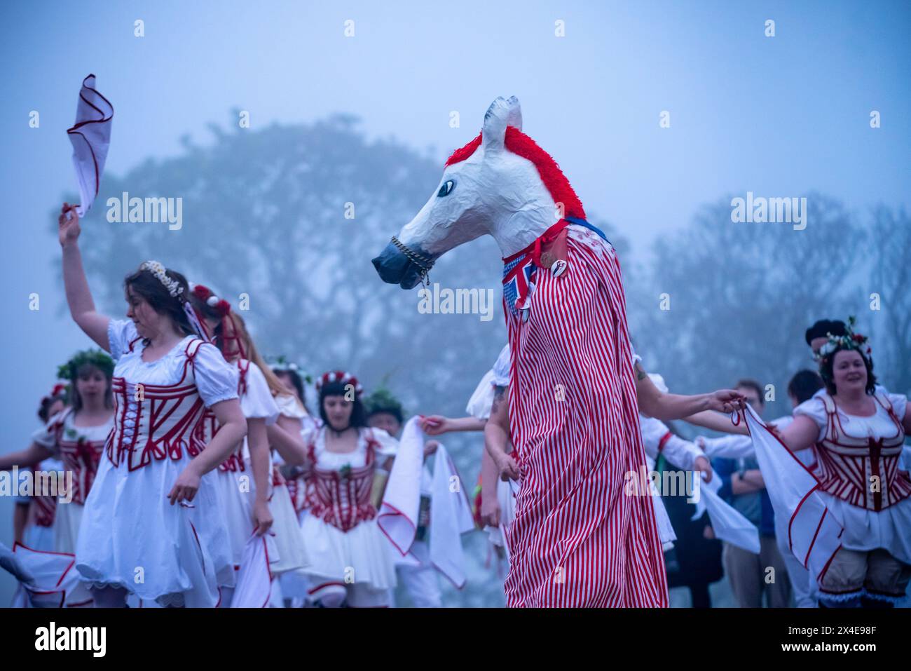 The Belles of London City, female Morris group, perform a May Day dance ...