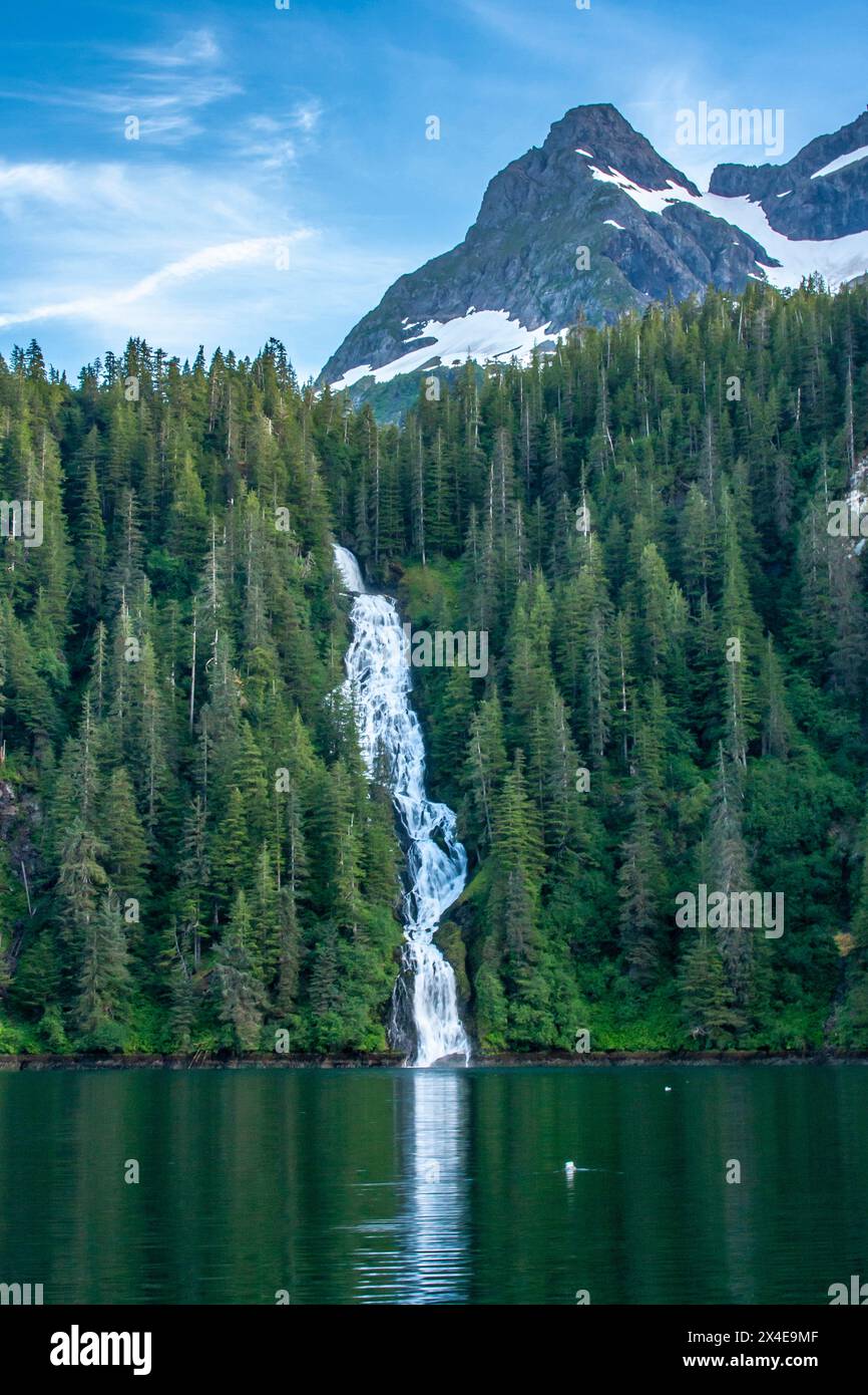 USA, Alaska, Tongass National Forest. Waterfall into Red Bluff Bay ...