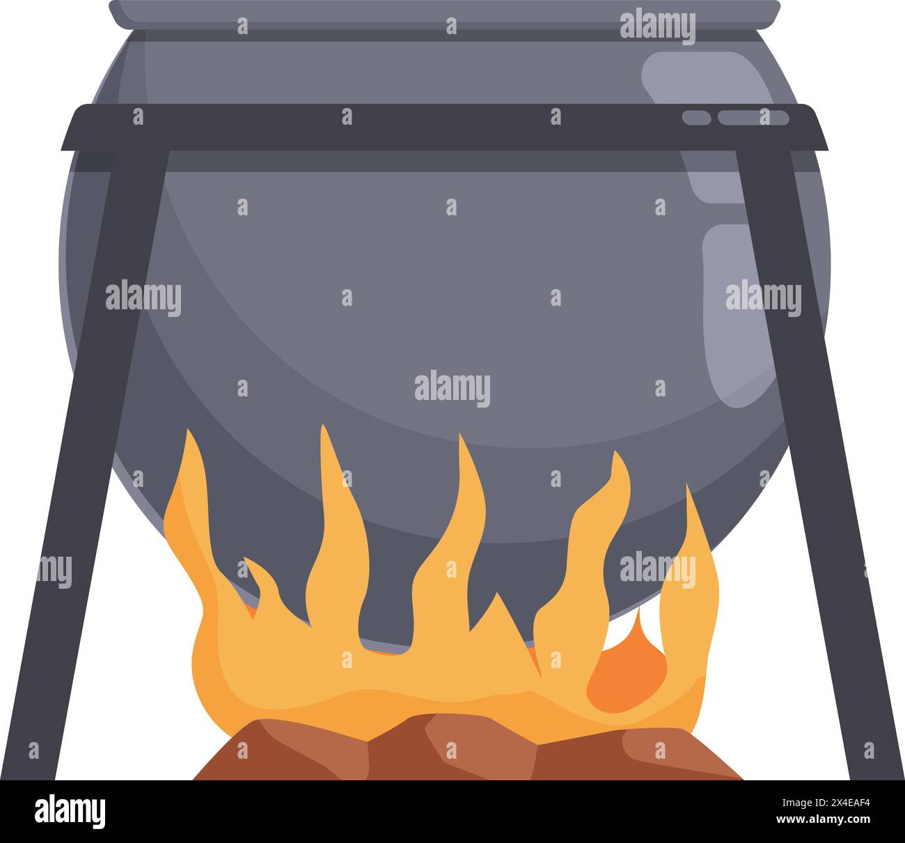 Cauldron on fire icon cartoon vector. Sorcery potion. Laboratory ...