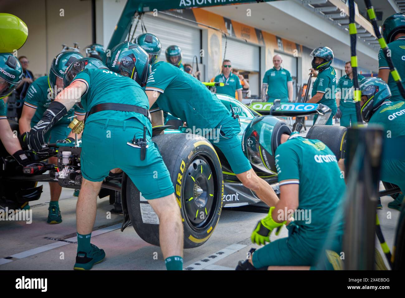 Miami Gardens, FL, USA. 3rd May 2023. Pit Stop Practice. Aston Martin Aramco Team, F1 Grand Prix ...