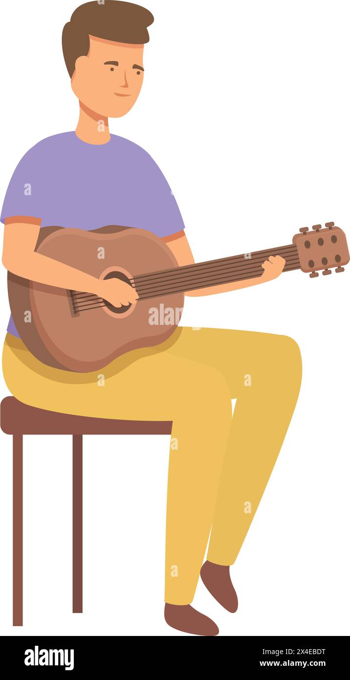 Guitar boy play icon cartoon vector. New lesson. Education student ...