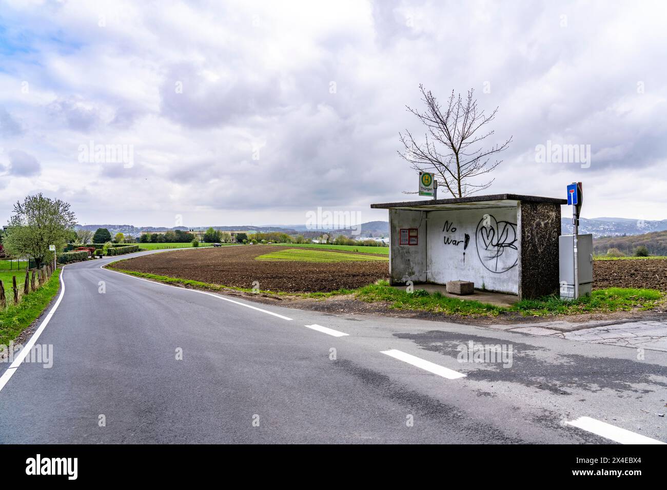 VER Bus stop Thüngen, bus shelter on a country road, Königsfelder ...
