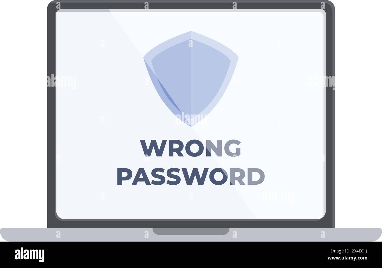 Laptop Wrong Password Icon Cartoon Vector Protected Firewall Modern Account Stock Vector Image