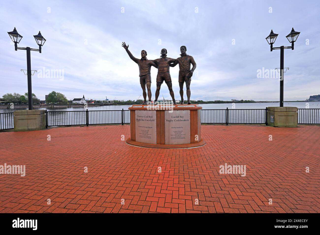 Cardiff Bay Rugby Codebreakers statue, commemorating rugby players that ...