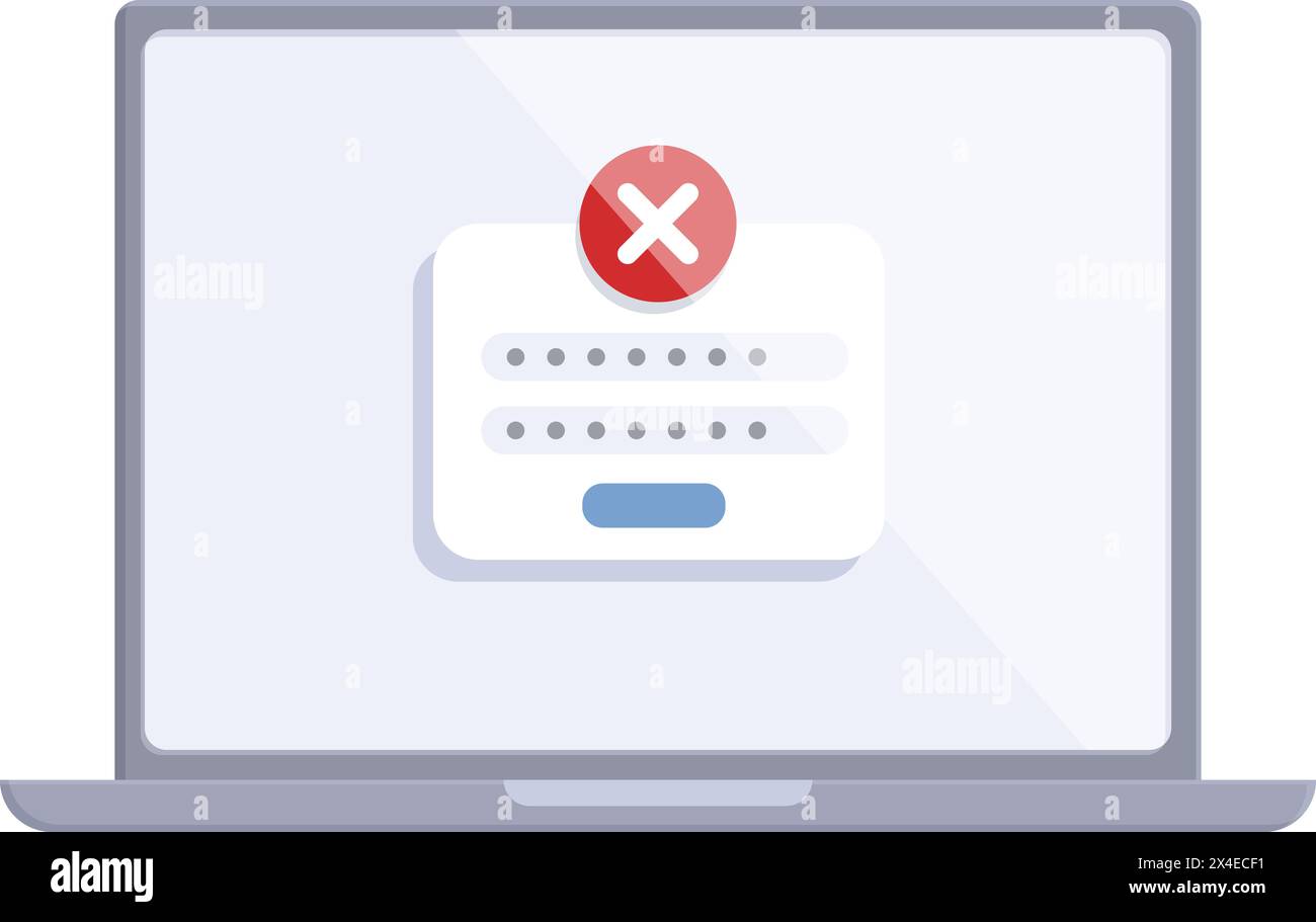 Laptop password error icon cartoon vector. Denied service. Privacy ...