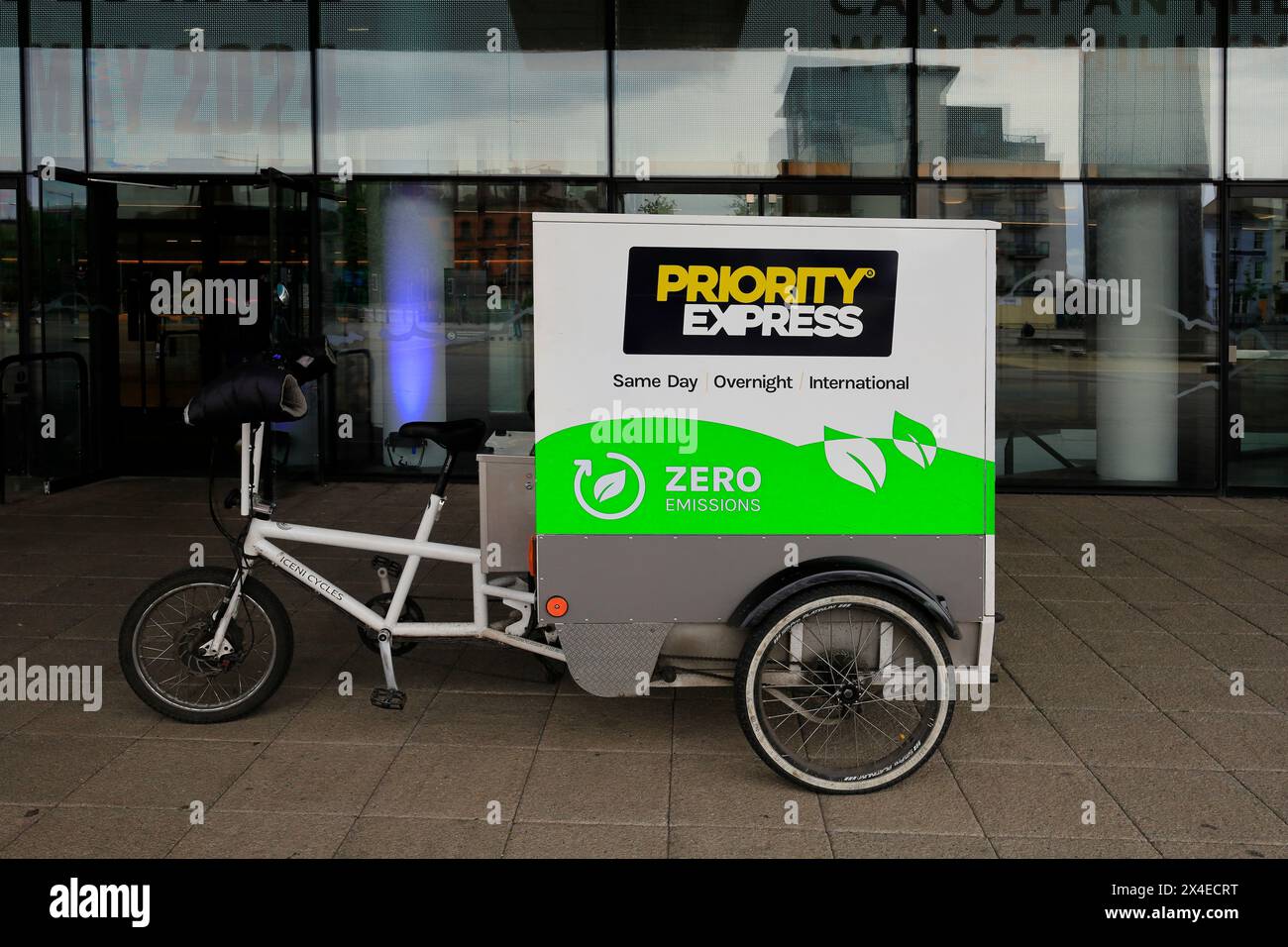 Cardiff Bay, delivery tricycle outside the Millennium Centre, May 2024 ...