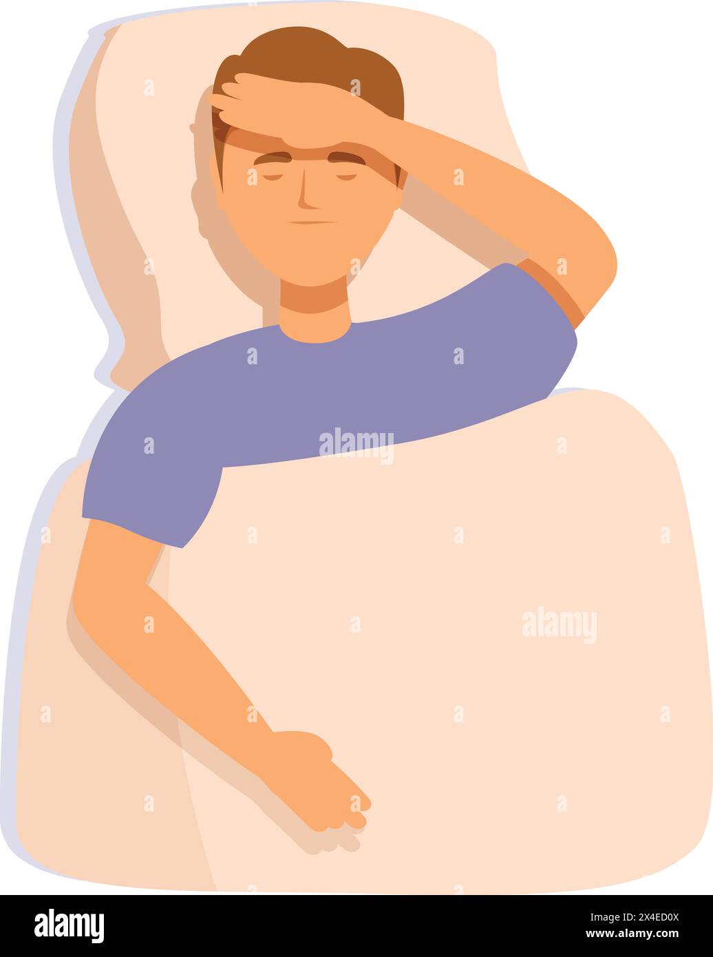 Boy sleeping with hand on face icon cartoon vector. Sleepy resting ...