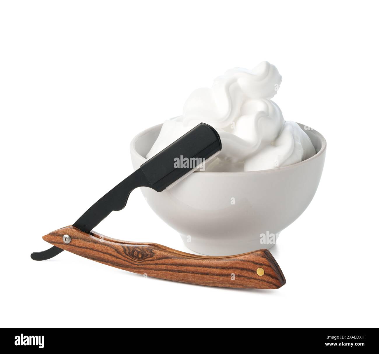 Vintage shaving razor and tools isolated on white Stock Photo - Alamy