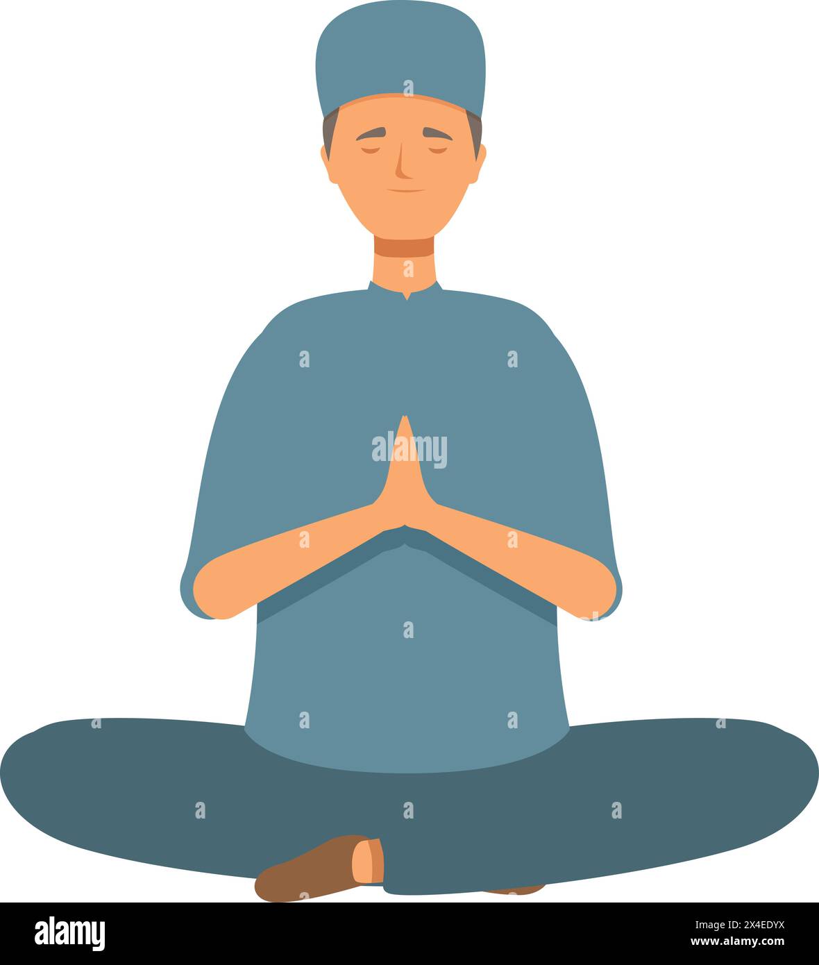 Muslim young prayer icon cartoon vector. Respect love spiritual ...