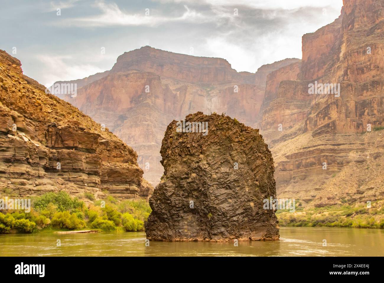USA, Arizona, Grand Canyon National Park. Colorado River next to Vulcan ...