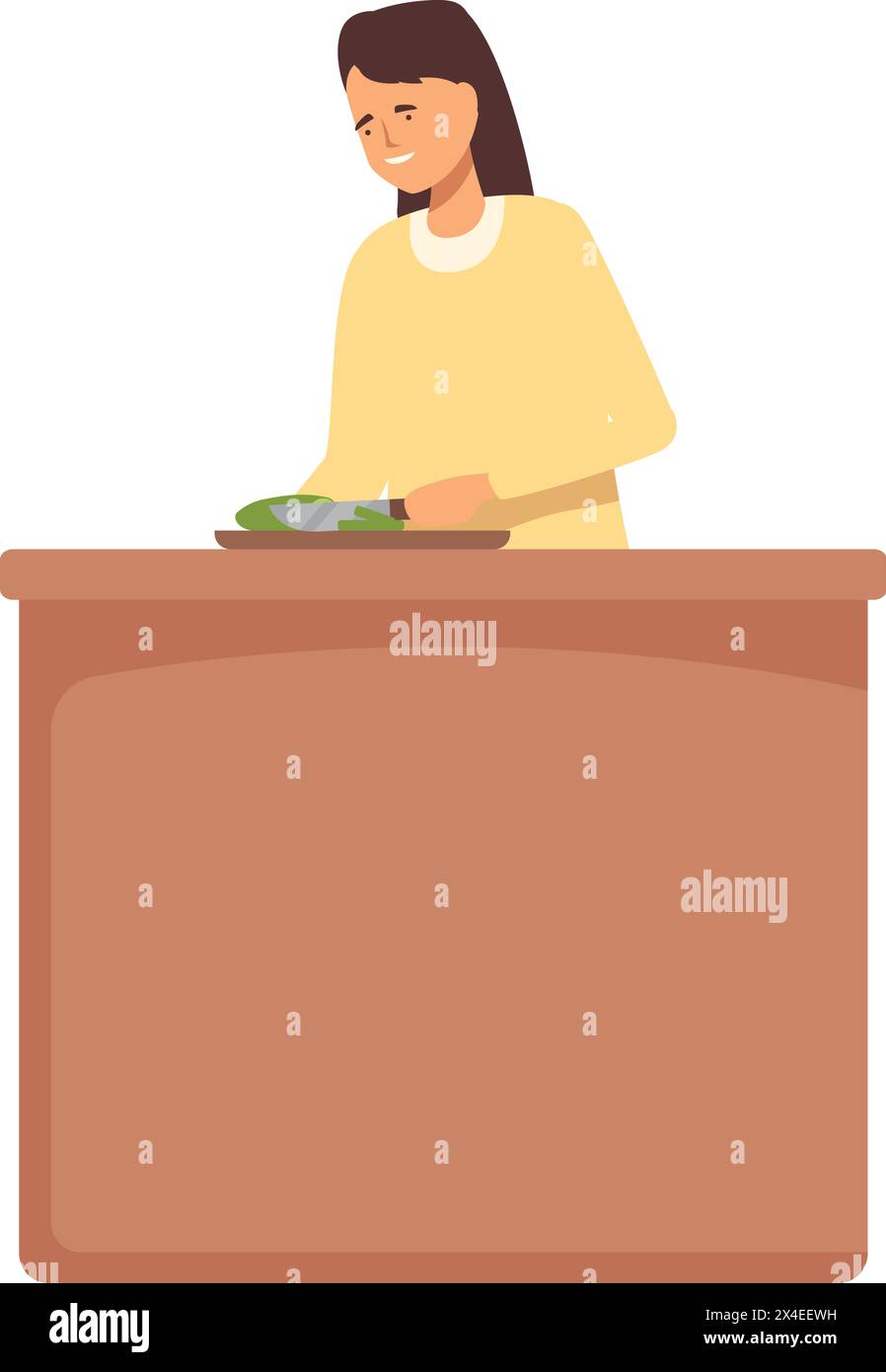 Mother preparing food at kitchen icon cartoon vector. Daily routine ...